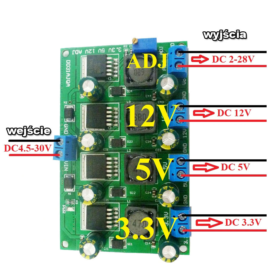 Przetwornica napięcia 3,3V 5V 12V + regulowane 2V do 28V XL2596 LM2596 ... Przetwornica napięcia 3,3V 5V 12V + regulowane 2V do 28V XL2596 LM2596 ...